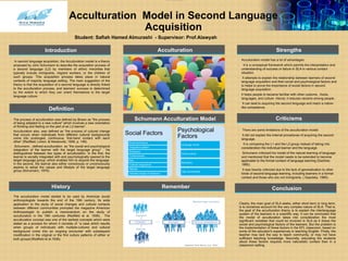Acculturation Model in Second Language Acquisition | PDF