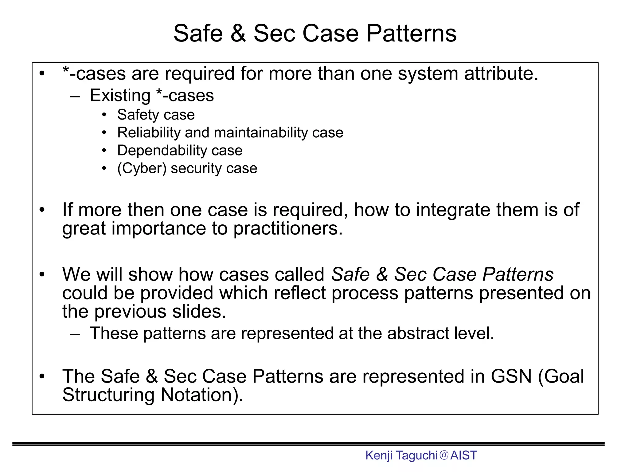 Safe & Sec Case Patterns (ASSURE 2015) | PPT