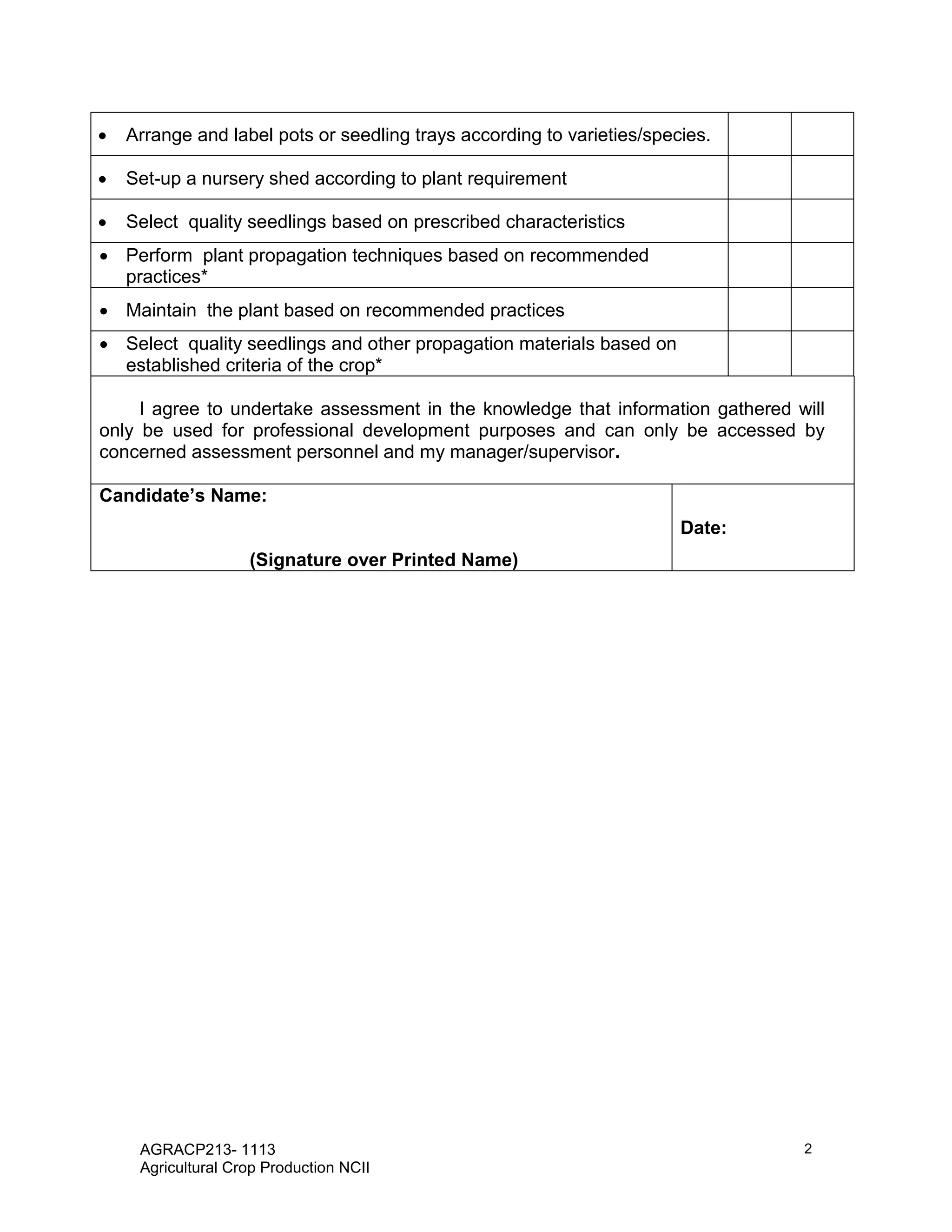 Sag agricultural crops production nc ii | PDF