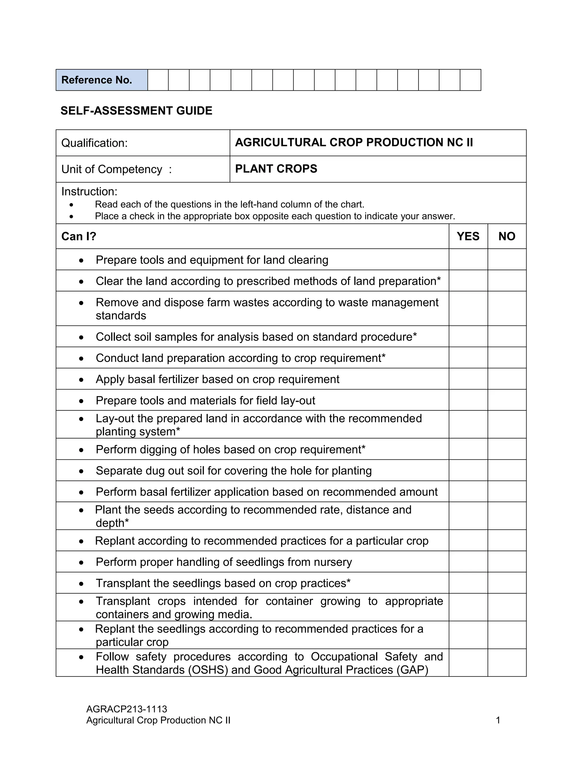 Sag agricultural crops production nc ii | PDF