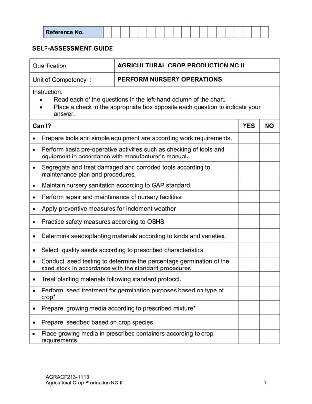 Sag agricultural crops production nc ii | PDF