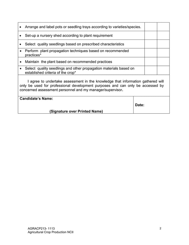Sag agricultural crops production nc ii | PDF