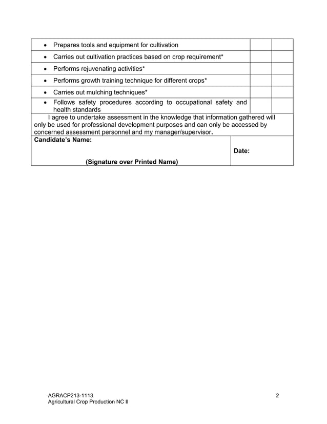 Sag agricultural crops production nc ii | PDF