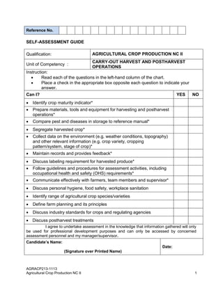 Sag agricultural crops production nc ii | PDF