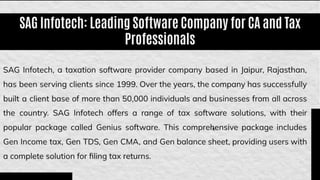 Top-Notch Software Solutions for Tax Experts by SAG Infotech | PDF