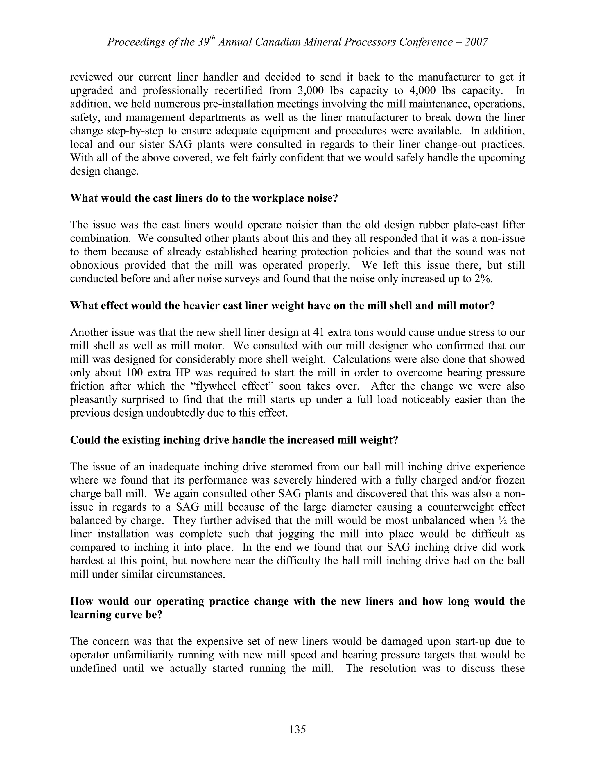 Sag mill-operation-at-cortez evolution-of-liner-d-11 | PDF