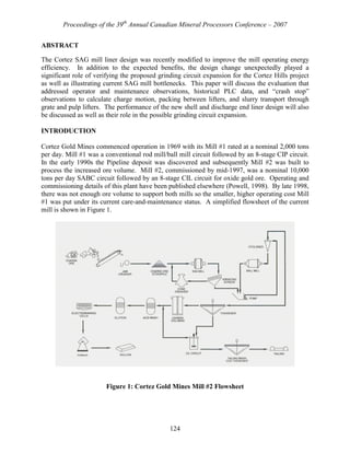 Sag mill-operation-at-cortez evolution-of-liner-d-11 | PDF