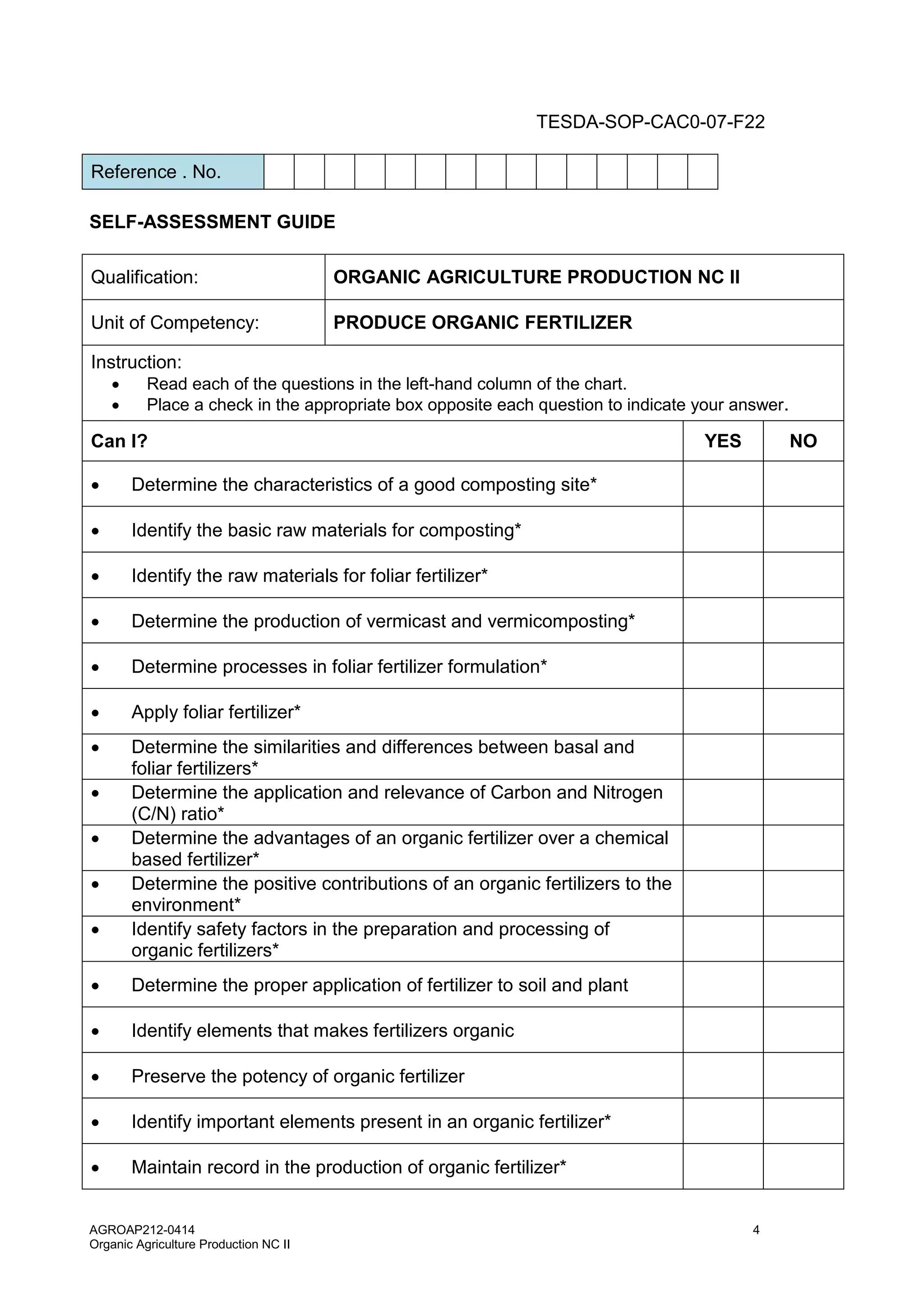 SAG organic agriculture production nc II (new) | PDF