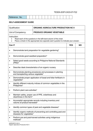 SAG organic agriculture production nc II (new) | PDF