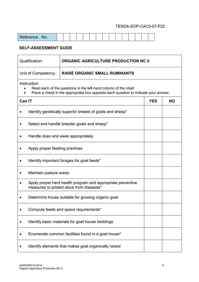 SAG organic agriculture production nc II (new) | PDF
