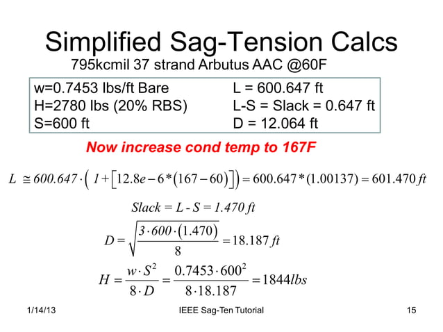 Sag tension calcs-ohl-tutorial | PDF | Physics | Science