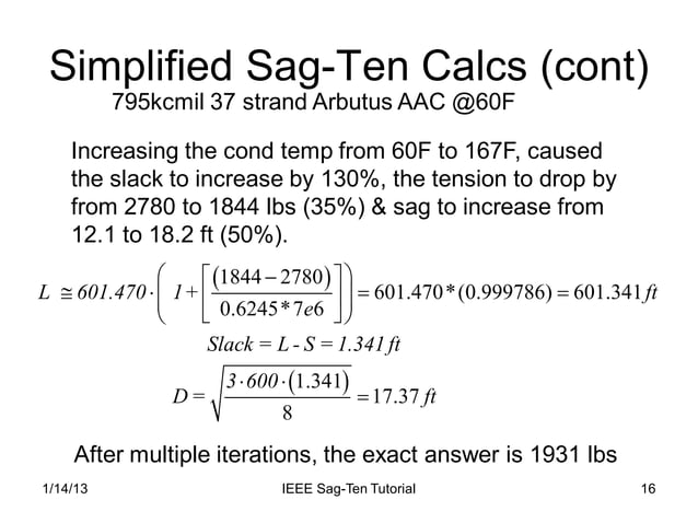 Sag tension calcs-ohl-tutorial | PDF | Physics | Science