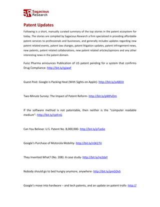 Sagacious research patents updates | DOC
