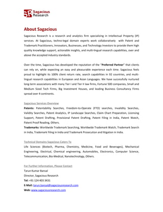 Sagacious research patents updates | DOC