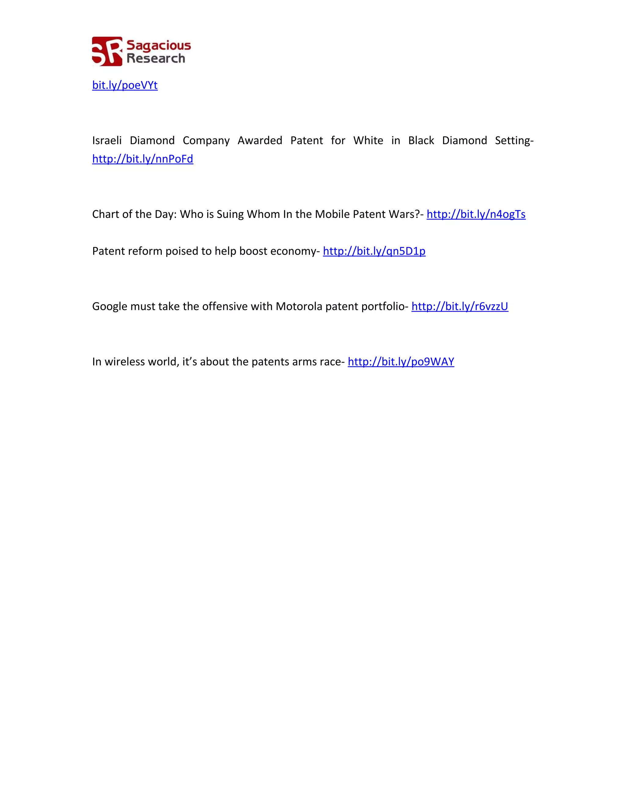 Sagacious research patents updates | PDF