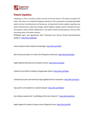 Sagacious research patent & trademark updates | DOC