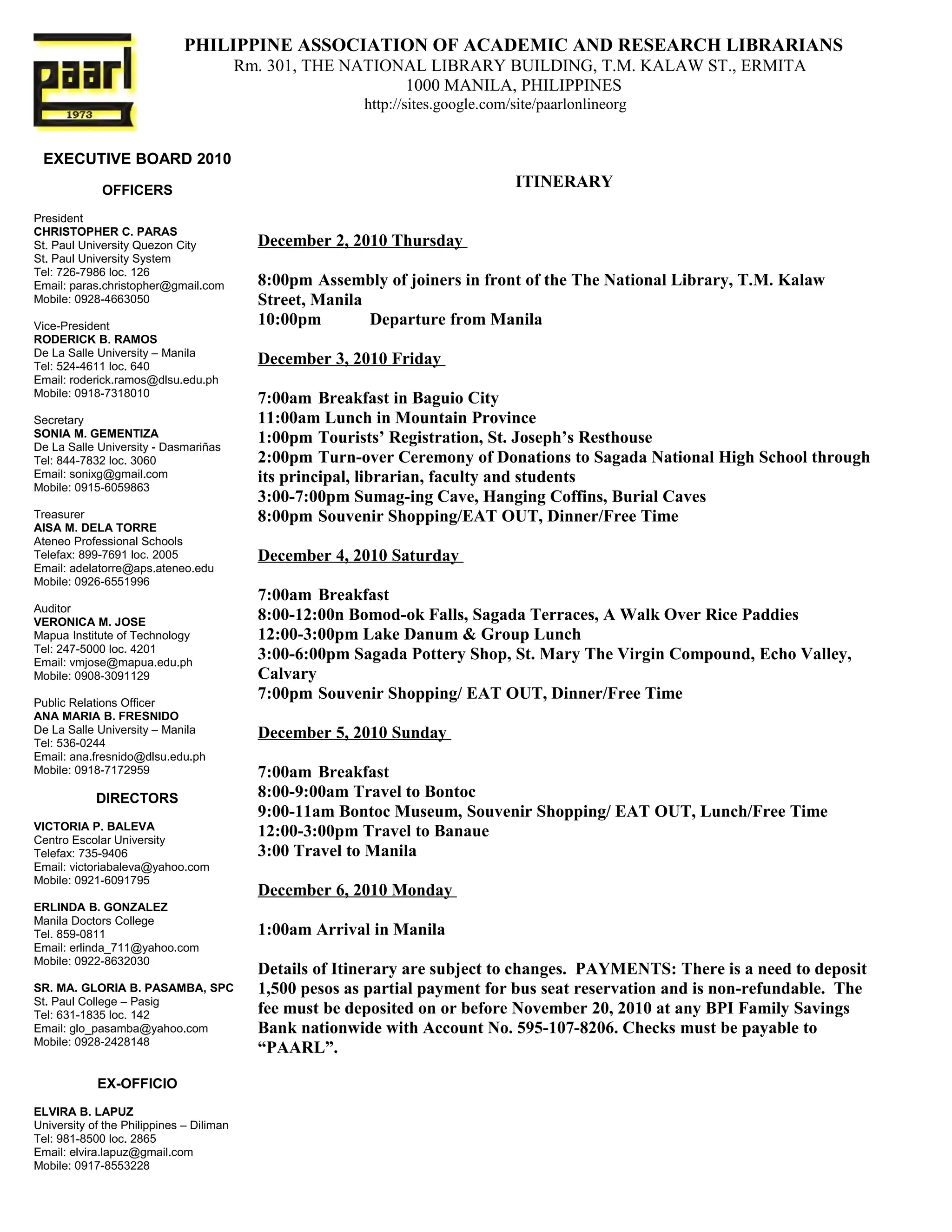 PAARL Out & reach in Sagada invite | DOC