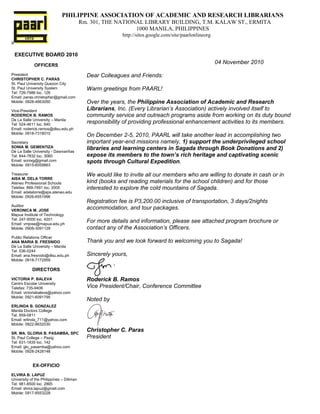 PAARL Out & reach in Sagada invite | DOC