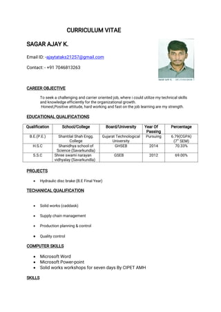 Sagar Ajay Resume | PDF