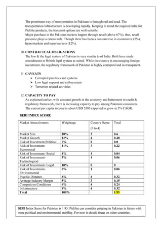 12C analysis of Pidilite for Emerging market Pakistan | BERI Index | PDF