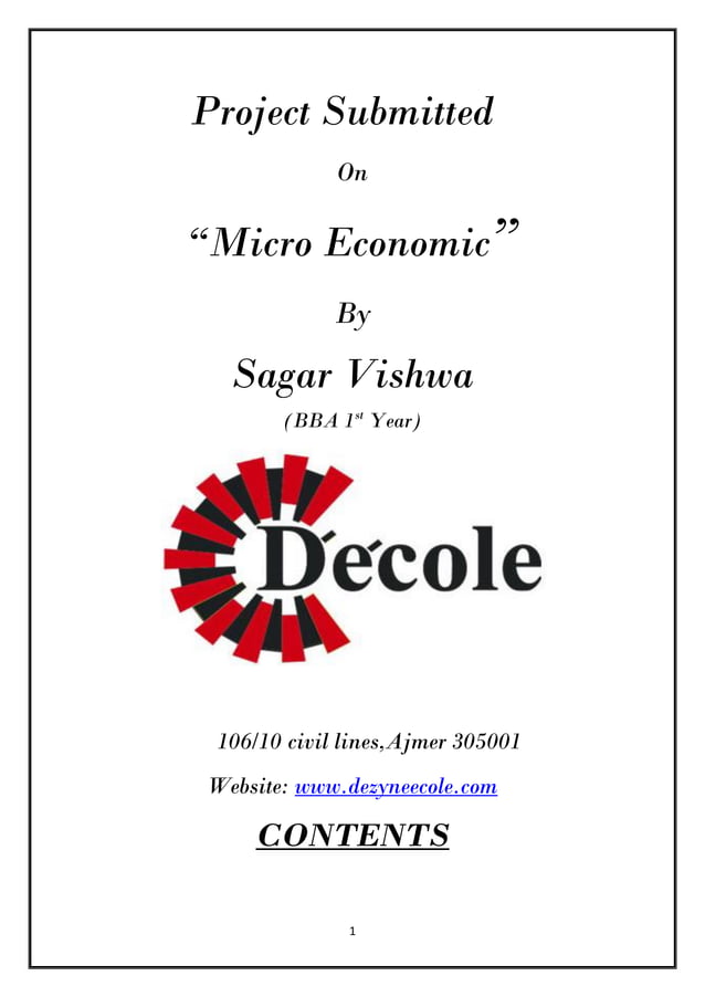 MICRO ECONOMICS | PDF