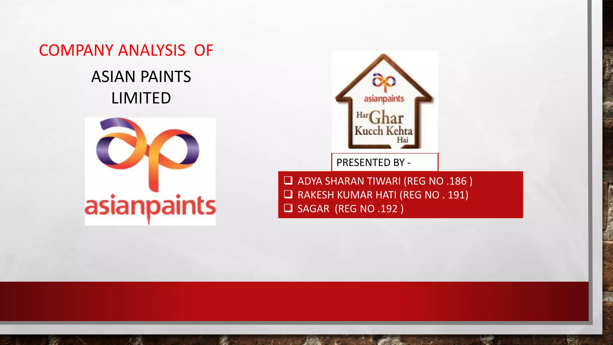 Asian Paints Analysis by Sagar Faujdar | PPTX