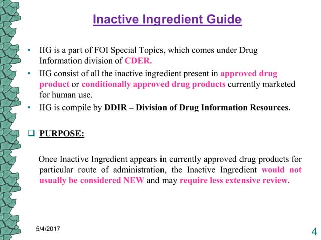 Sagar Goda inactive ingredient guide | PPTX