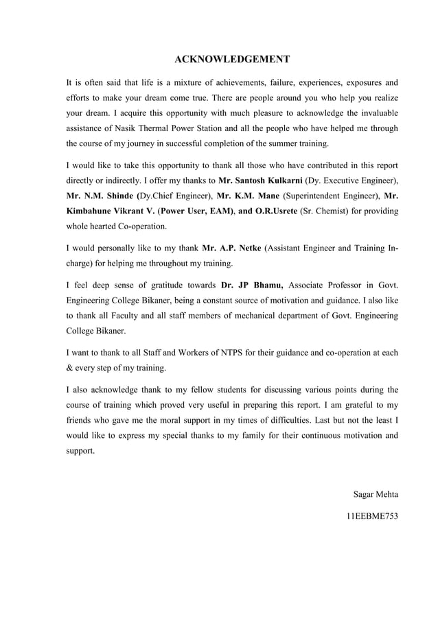 training report on thermal power plant & thermal power generation by sagar mehta (nashik tps)pdf ...