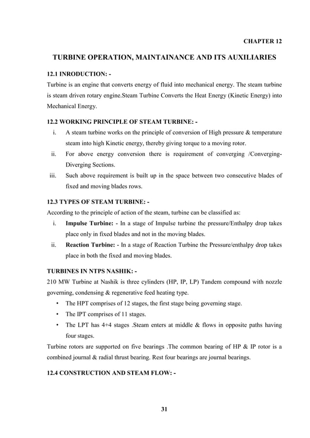 training report on thermal power plant & thermal power generation by sagar mehta (nashik tps)pdf ...