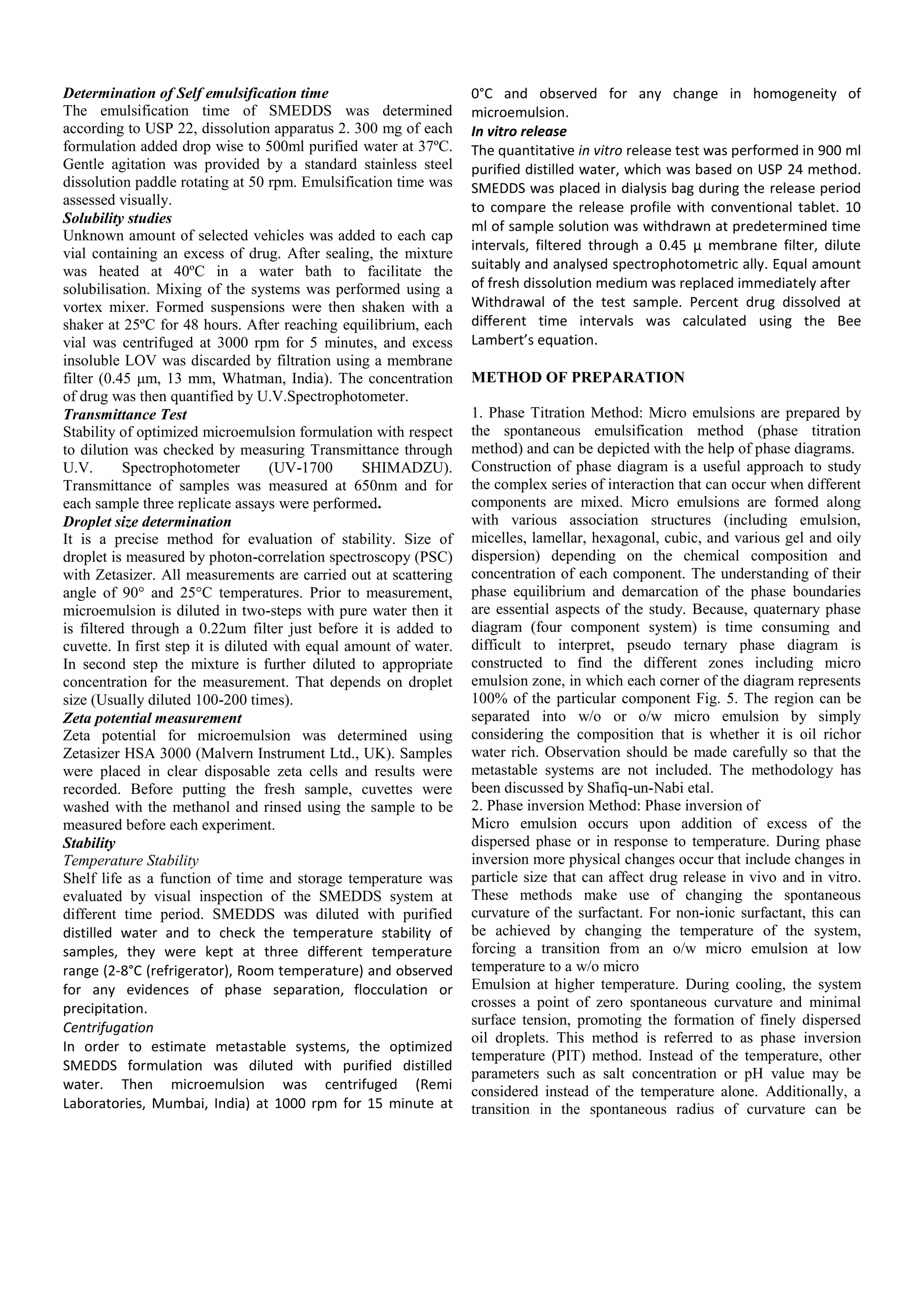 SELF MICRO EMULSIFYING DRUG DELIVERY SYSTEM [SMEDDS] | PDF