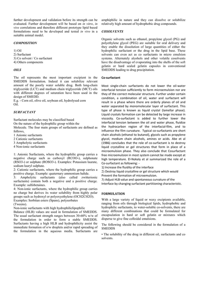 SELF MICRO EMULSIFYING DRUG DELIVERY SYSTEM [SMEDDS] | PDF