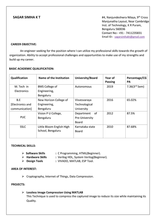 Sagar simha resume gmail | PDF