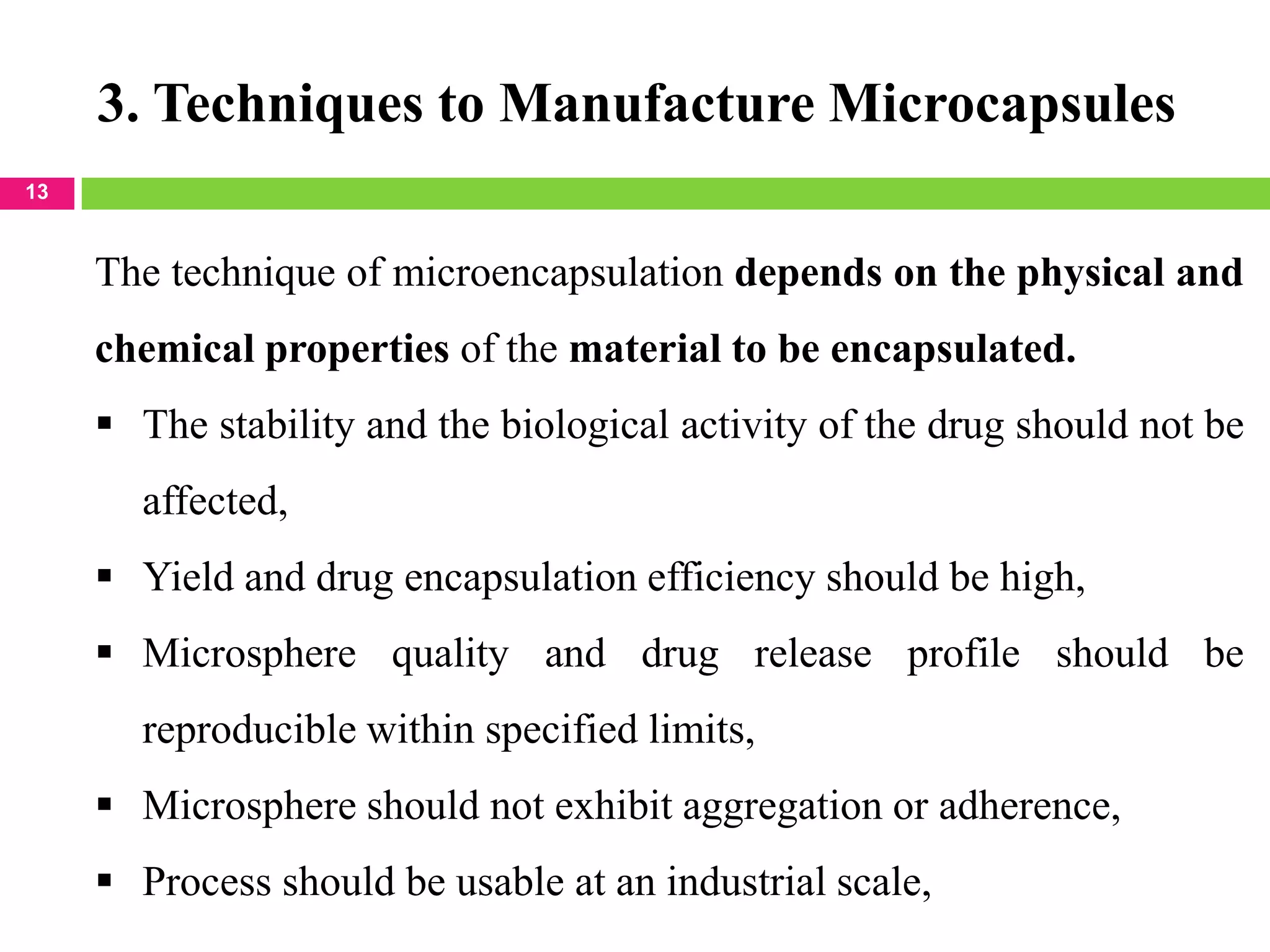 MICROENCAPSULATION TECHNIQUES AND APPLICATION | PPTX | Chemistry | Science