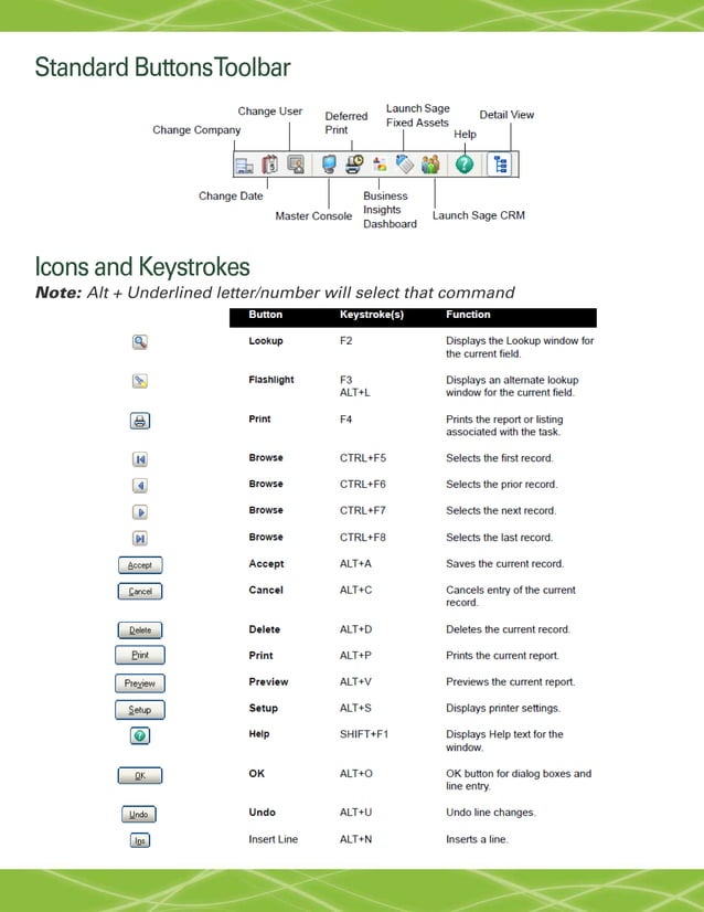 Sage 100 ERP Navigation and Keyboard Shortcuts | PDF