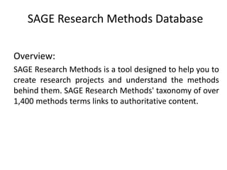 Sage Research Method Online | PPTX