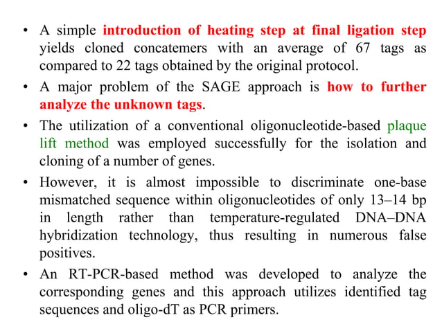 SAGE- Serial Analysis of Gene Expression | PPTX | Biological Sciences ...