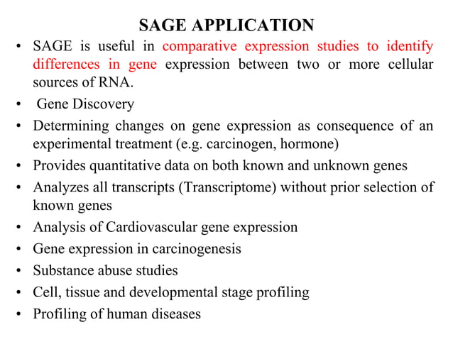 SAGE- Serial Analysis of Gene Expression | PPTX | Biological Sciences ...