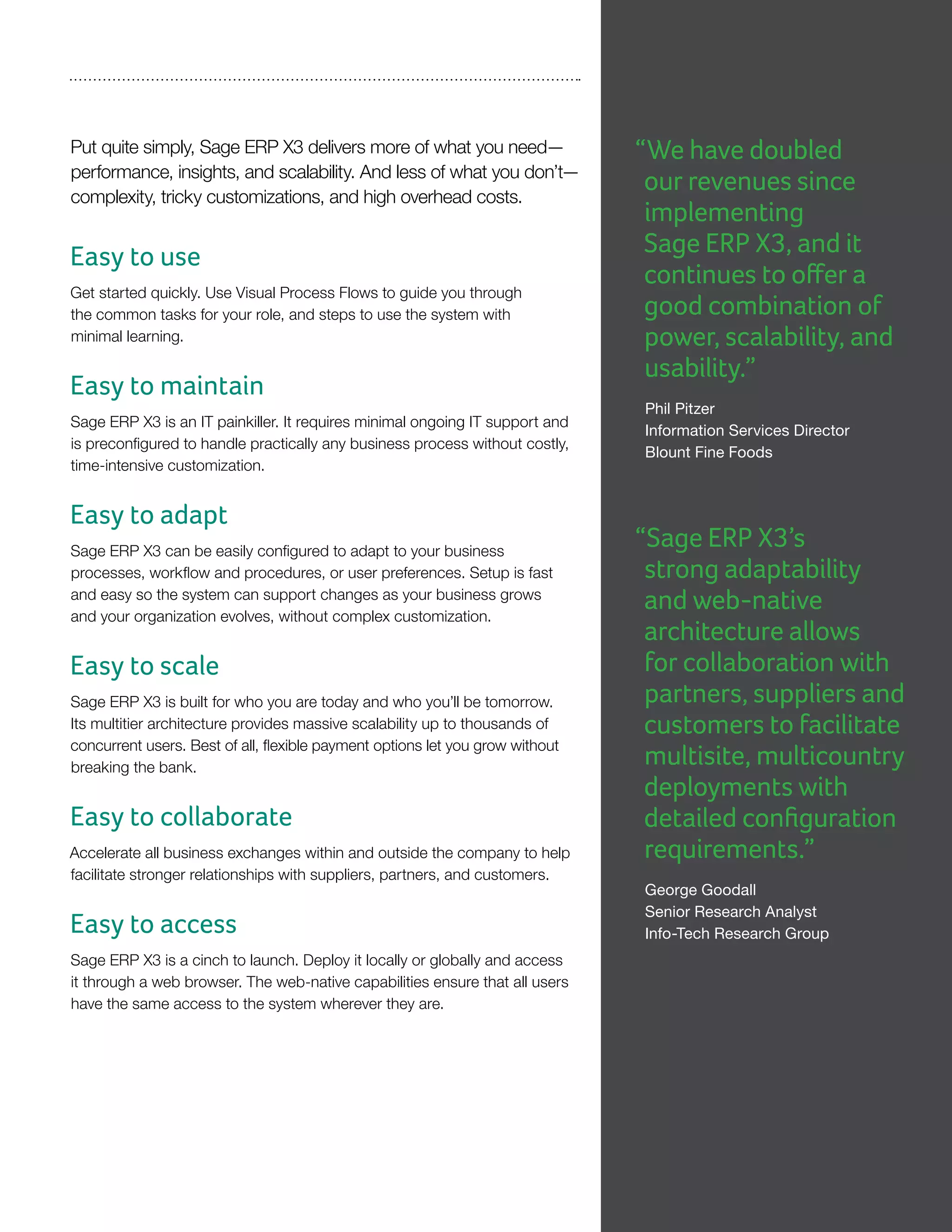 Sage ERP X3 Product Brochure | PDF