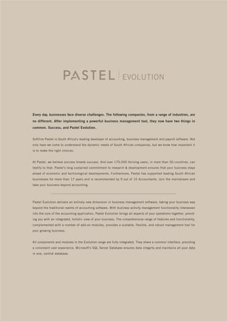 Sage Pastel Evolution Success Stories | PDF | Databases | Computer ...
