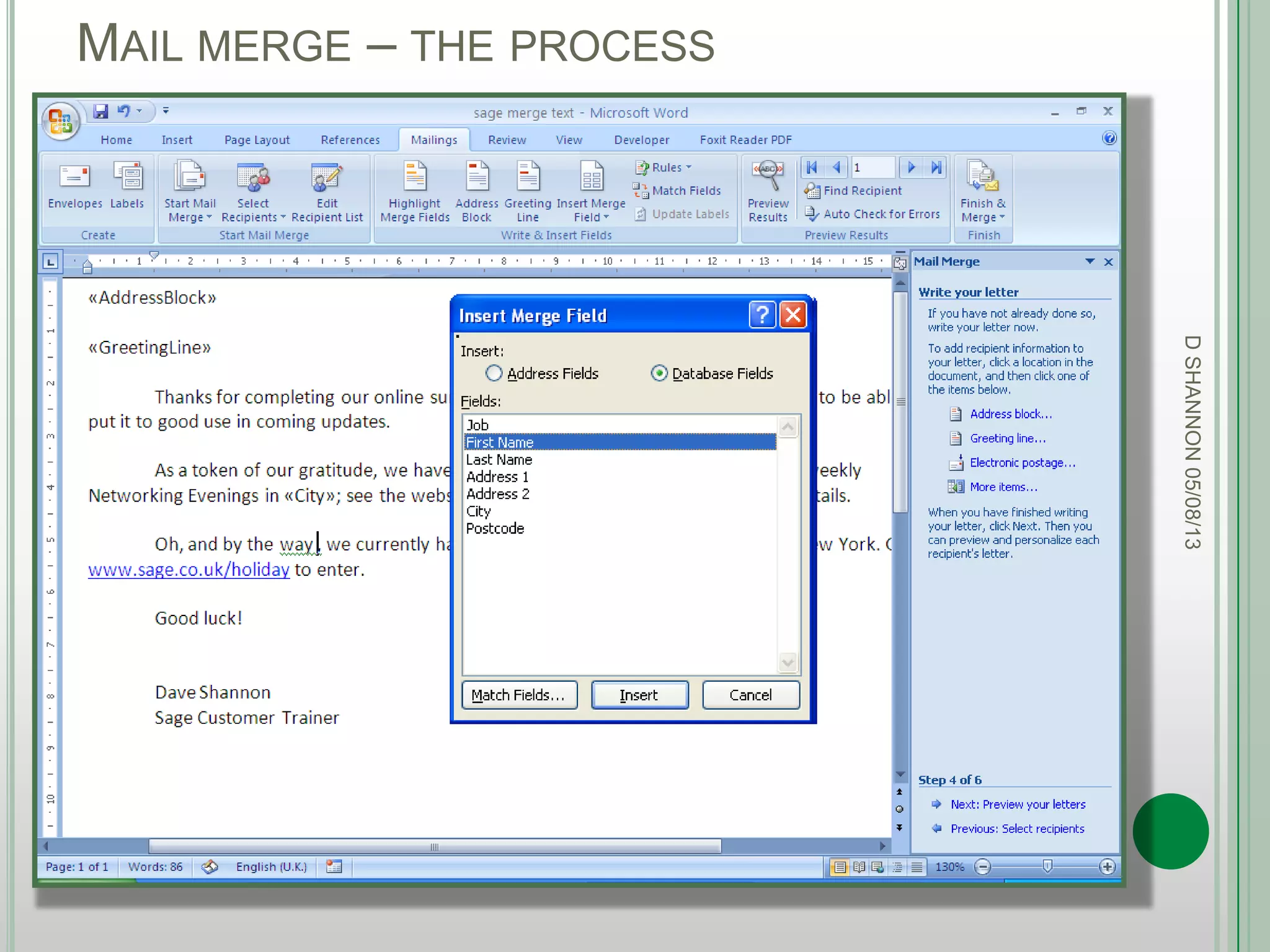 Creating a Mail Merge v1.0 050813 | PPT