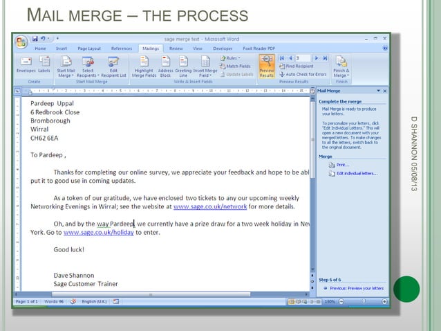 Creating a Mail Merge v1.0 050813 | PPT