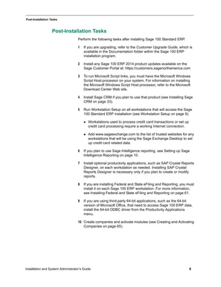 Sage 100 ERP 2014 Adminstrator's Guide | PDF