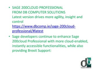 Sage 200 cloud professional from db computer solutions | PPT