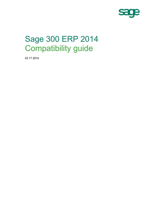 Sage 300 ERP v2014 Compatibility Guide | PDF | Operating Systems ...