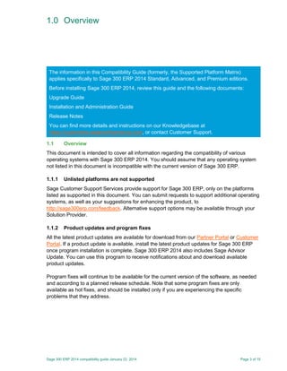 Sage 300 ERP v2014 Compatibility Guide | PDF