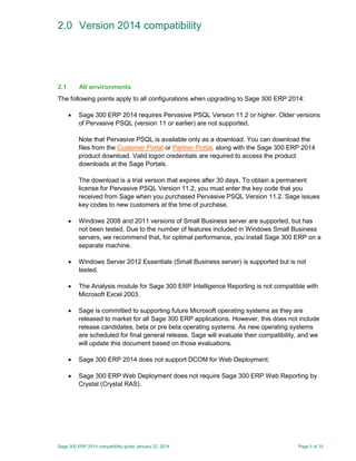 Sage 300 ERP v2014 Compatibility Guide | PDF