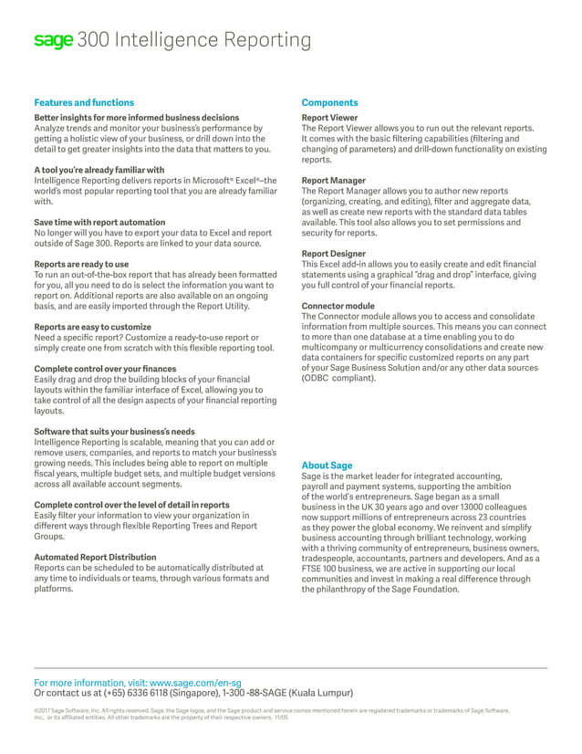Sage 300 intelligence reporting brochure | PDF