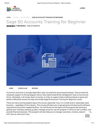 Sage 50 Accounts Training for Beginner - Adamsacademy | PDF