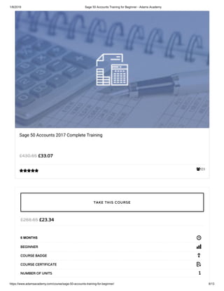 Sage 50 Accounts Training for Beginner - Adamsacademy | PDF