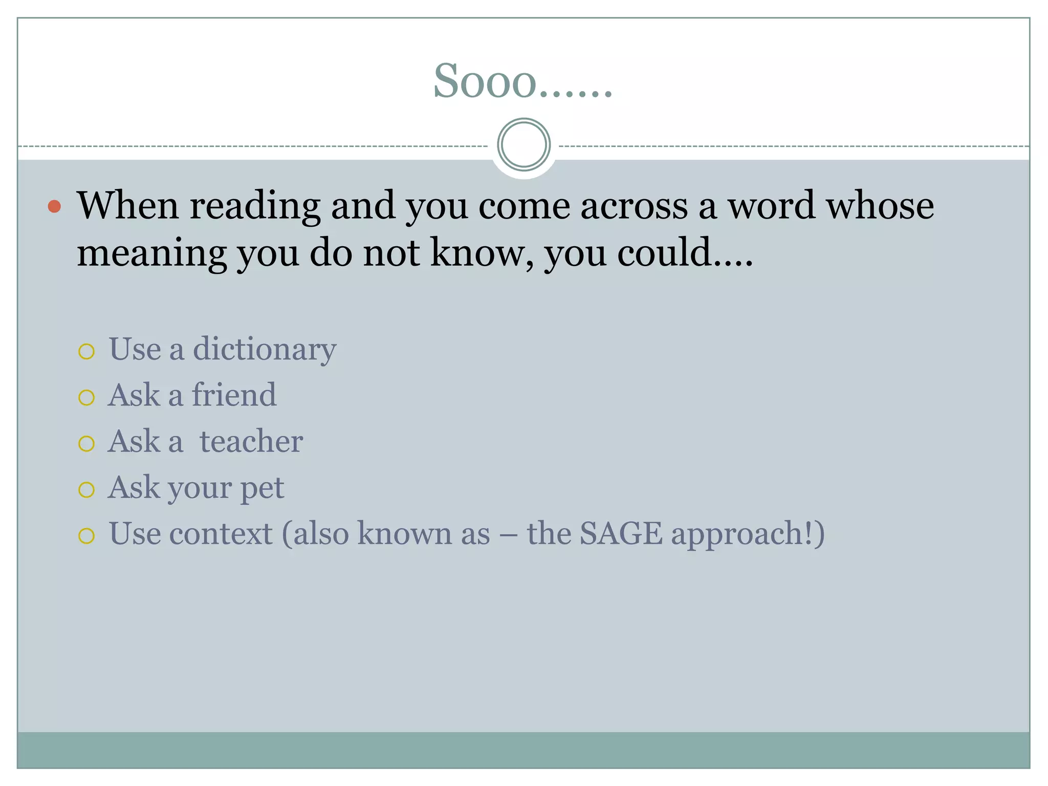 Sage approach to vocabulary | PPTX
